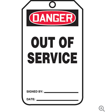 SAFETY TAG "OUT OF SERVICE" CARD 25/PKG — R-Safety
