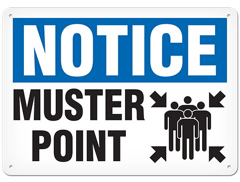 "MUSTER POINT" SIGN PLASTIC 14X20 — R-Safety